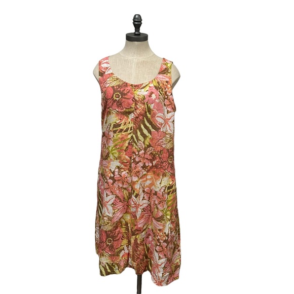 J. Jill | Dresses | J Jill Love Linen Womens Shift Dress Pink Green ...